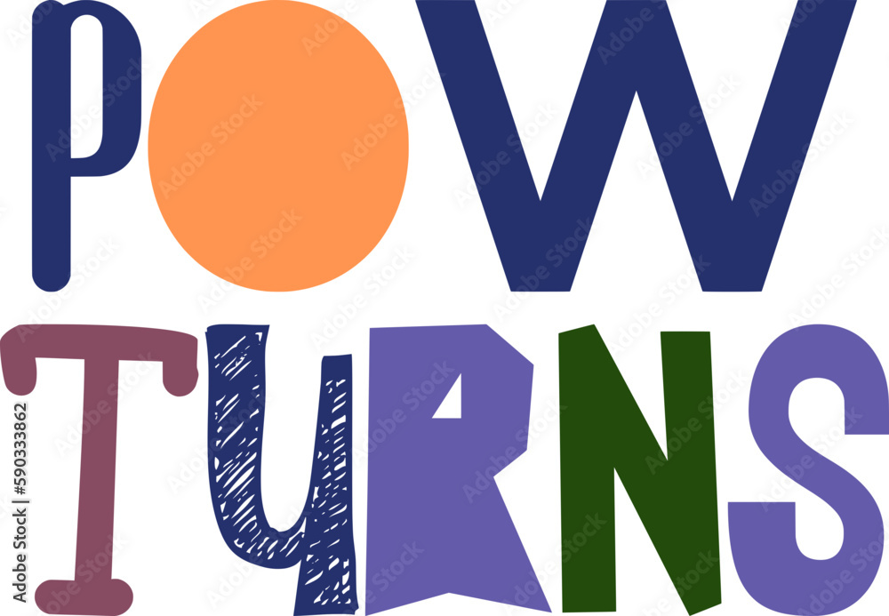 Pow Turns Hand Lettering Illustration for Book Cover, Poster, Banner ...