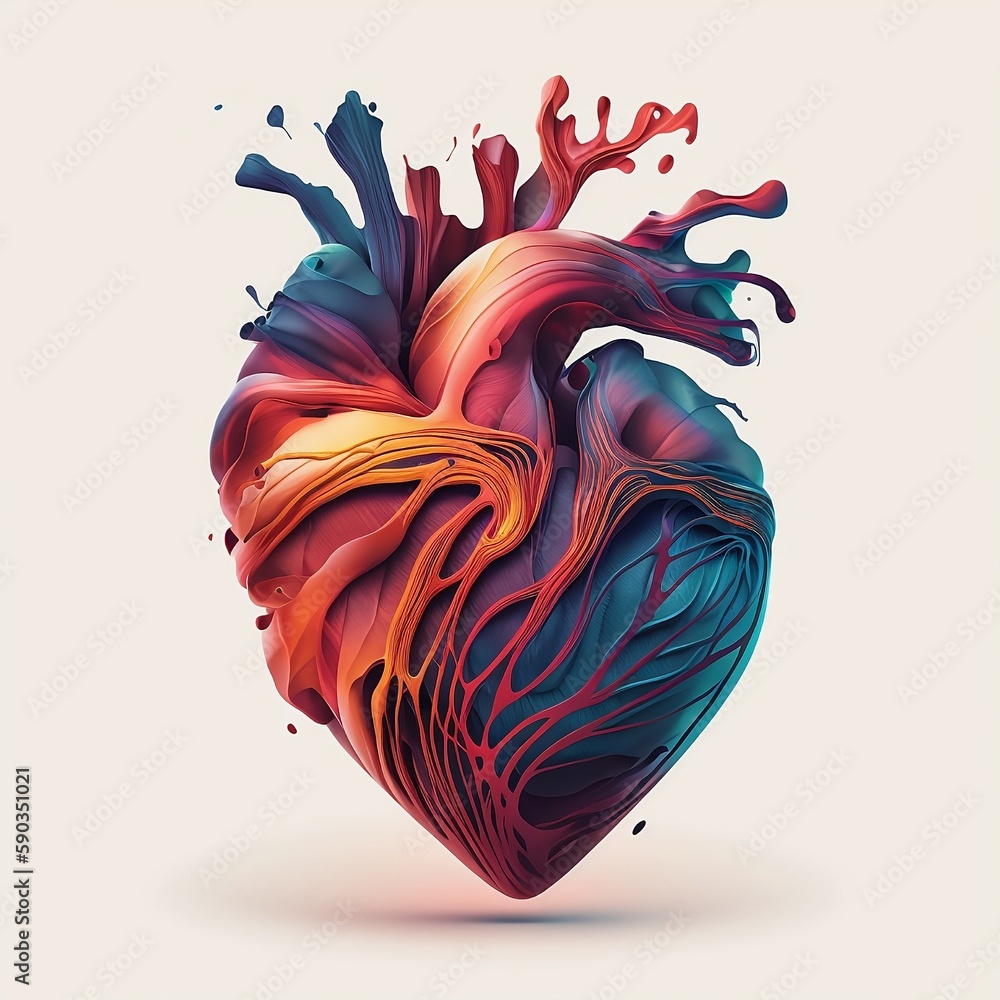 Love, illustration coeur humain, coeur, art Stock Illustration | Adobe ...