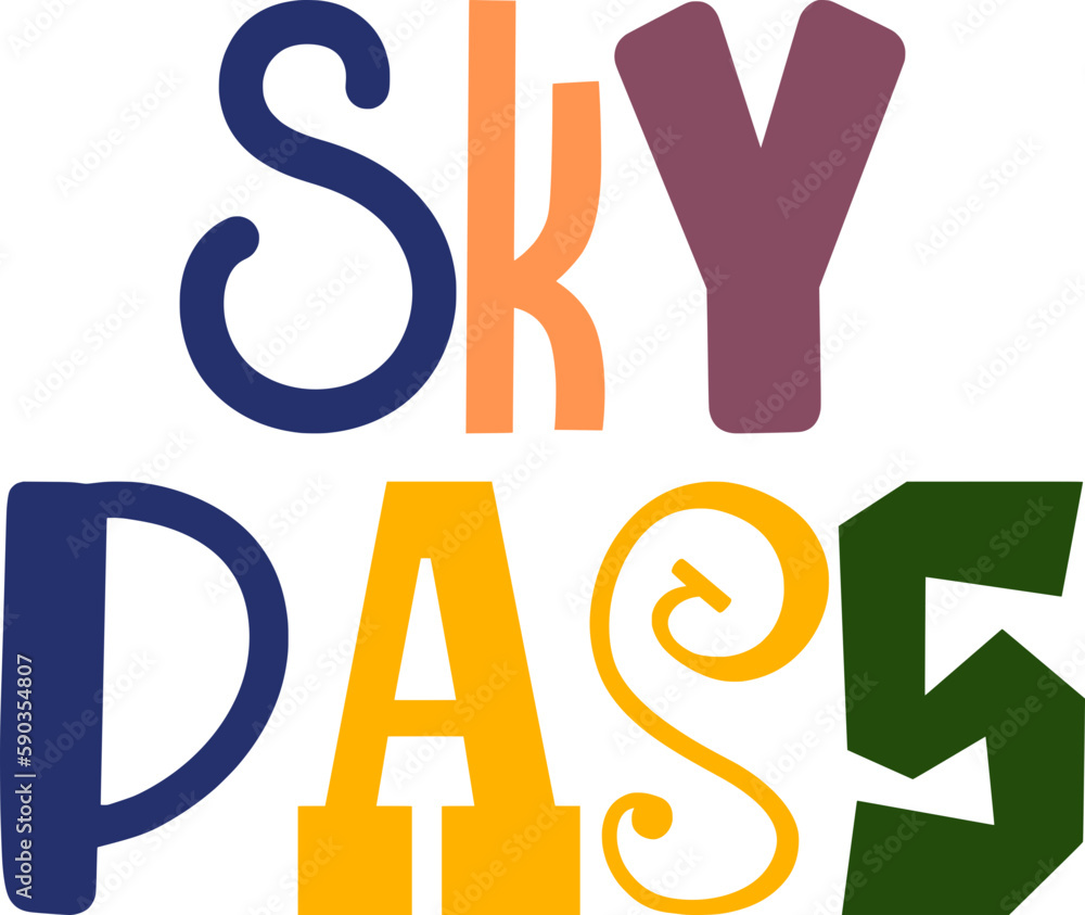 Sky Pass Hand Lettering Illustration for Bookmark , Icon, Packaging ...