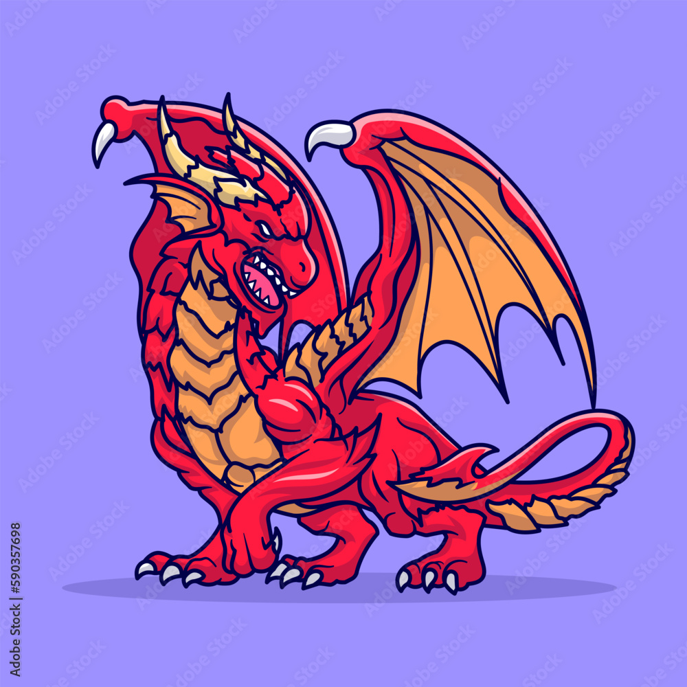 Angry Dragon Cartoon Vector Icon Illustration. Animal Nature Icon ...