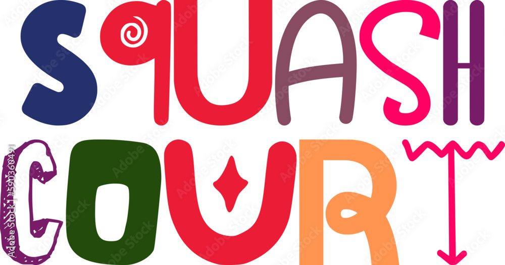 Vektorová grafika „Squash Court Hand Lettering Illustration for ...