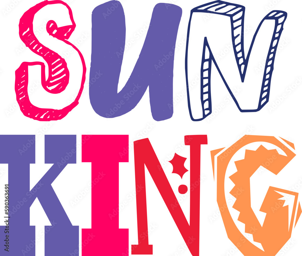 Sun King Calligraphy Illustration for Social Media Post, Logo, Mug ...