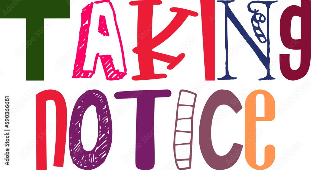 Taking Notice Hand Lettering Illustration for Book Cover, Logo, Mug ...