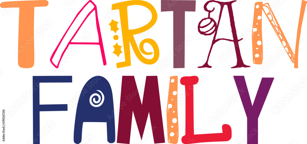 Poster Tartan Family Hand Lettering Illustration for Stationery, Motion ...