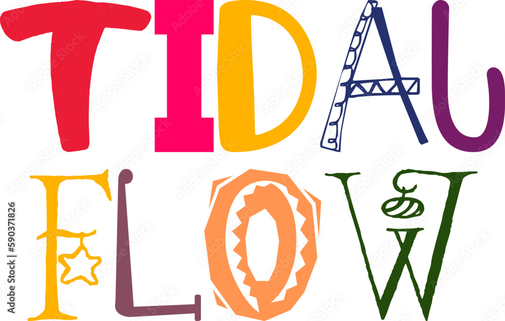 Tidal Flow Typography Illustration for Infographic, Poster, Banner ...