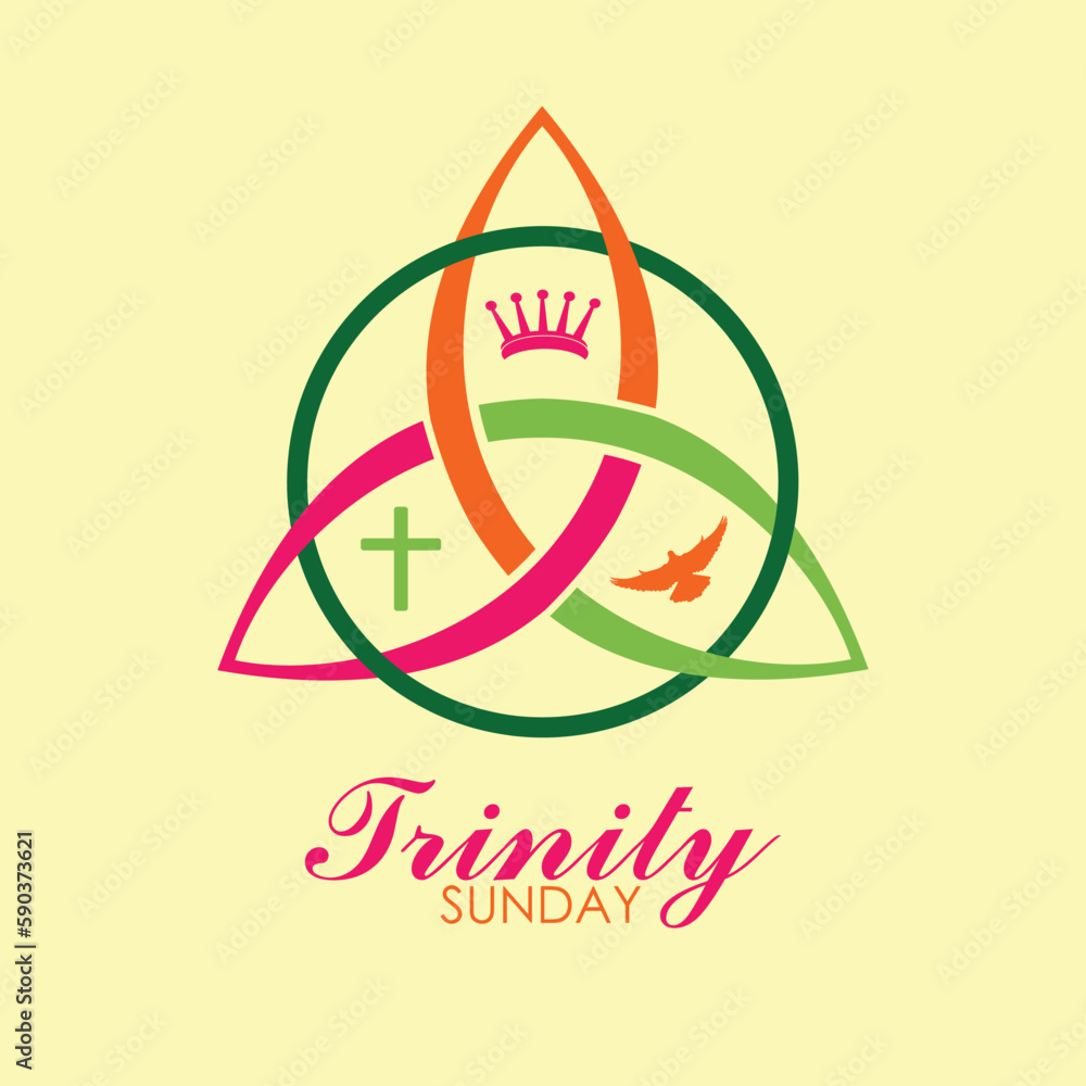 Trinity Sunday, colourfull text religious trinity symbol, modern ...
