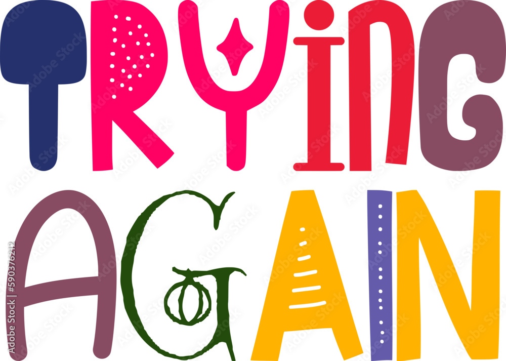 Trying Again Calligraphy Illustration for Bookmark , Magazine ...