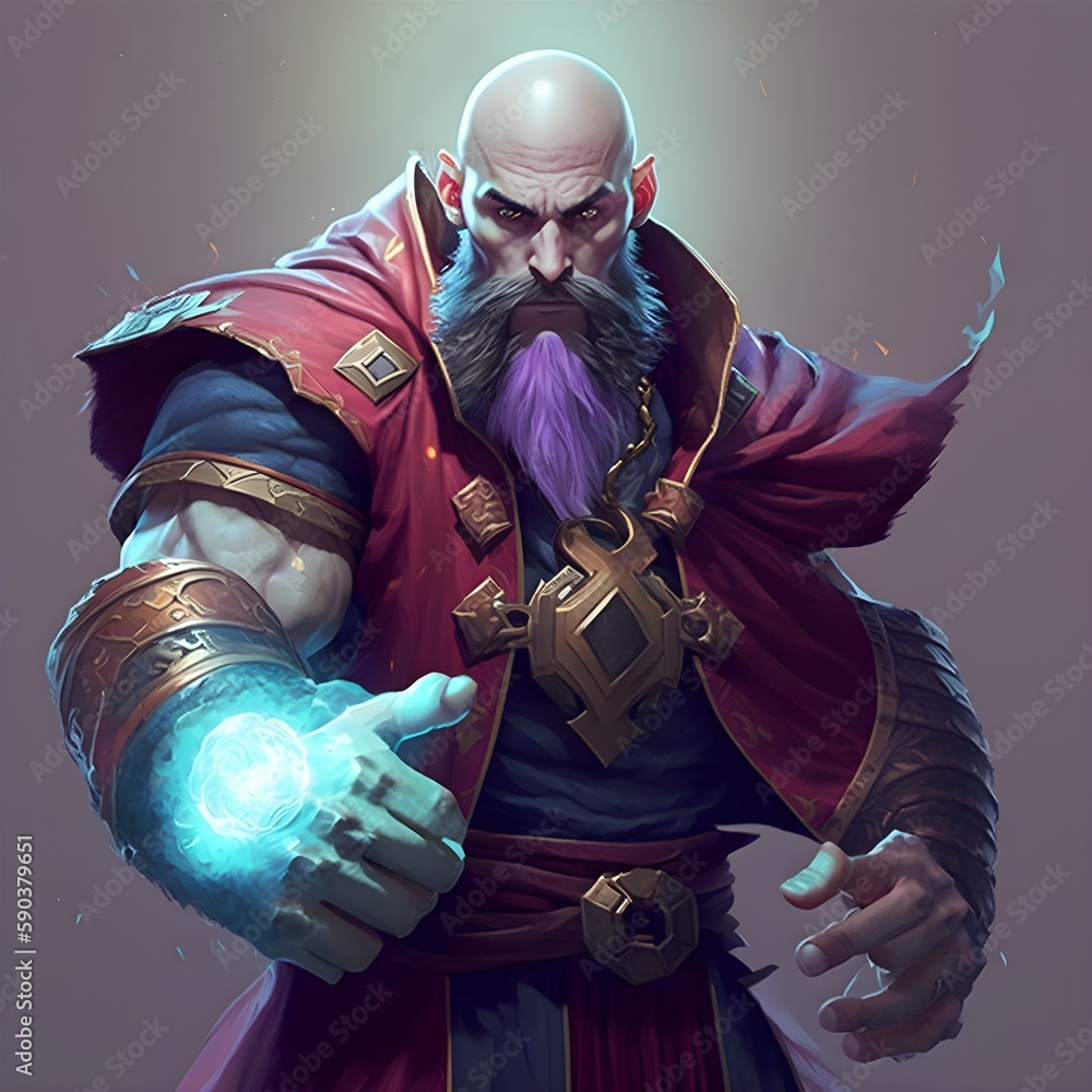 DD character portrait Warcraft style mage 25 year old man tall large ...