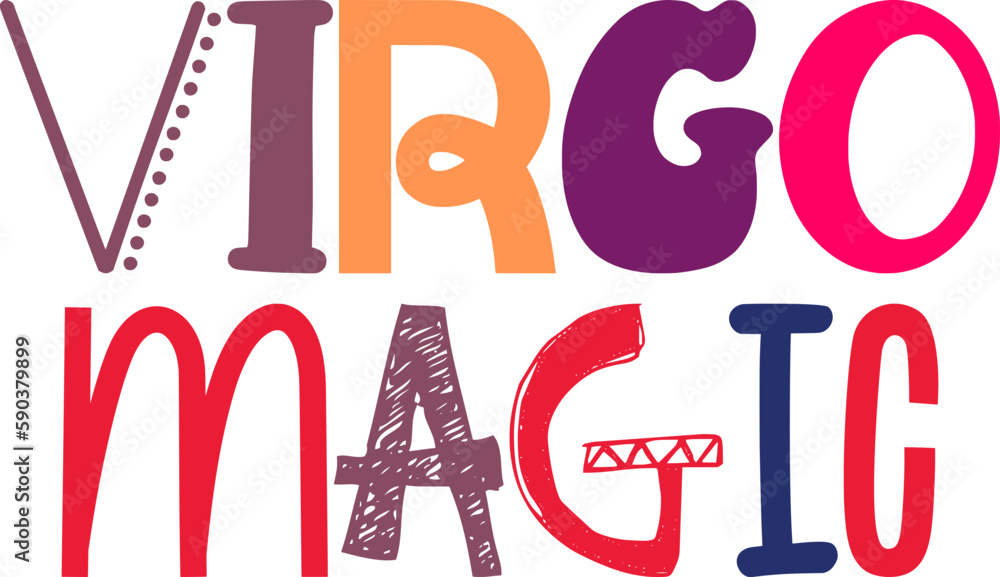 Virgo Magic Hand Lettering Illustration for Banner, Packaging ...