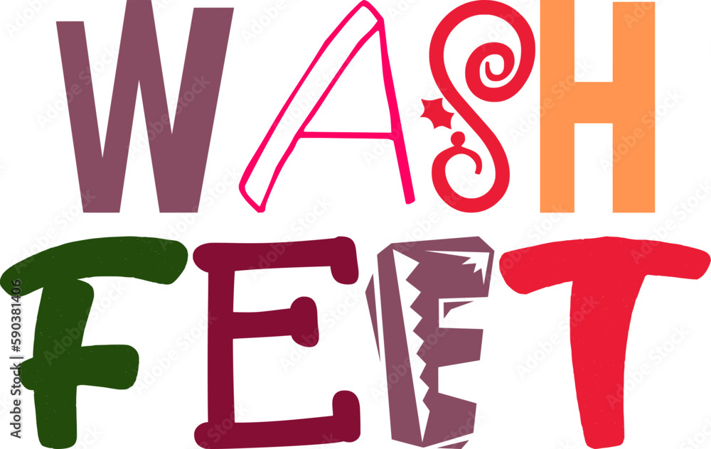 Wash Feet Calligraphy Illustration for Infographic, Mug Design ...