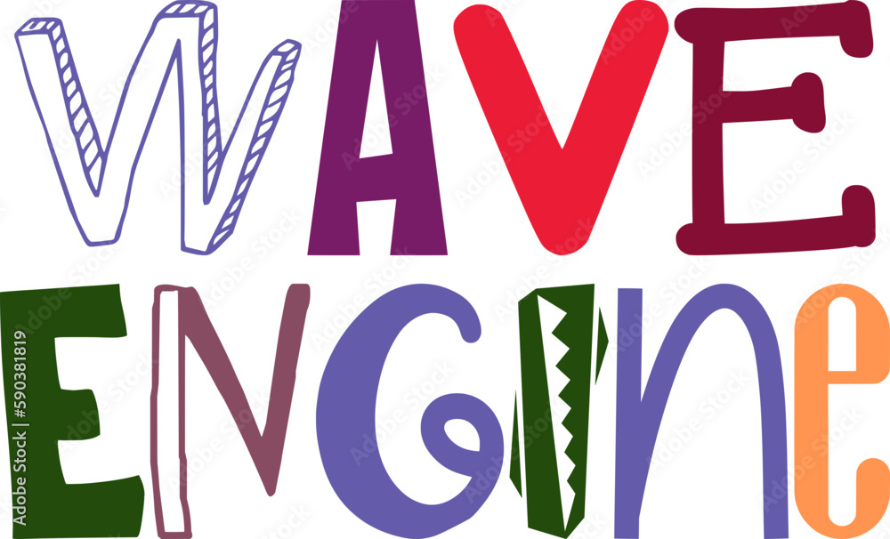Wave Engine Hand Lettering Illustration for Infographic, Motion ...