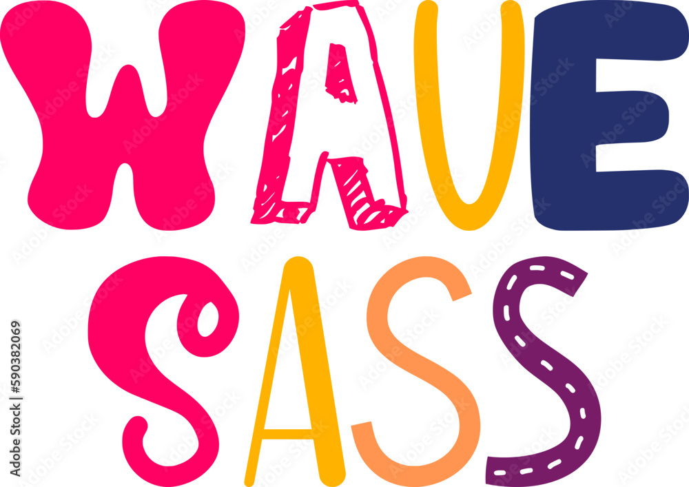 Wave Sass Hand Lettering Illustration for Logo, Decal, Presentation ...