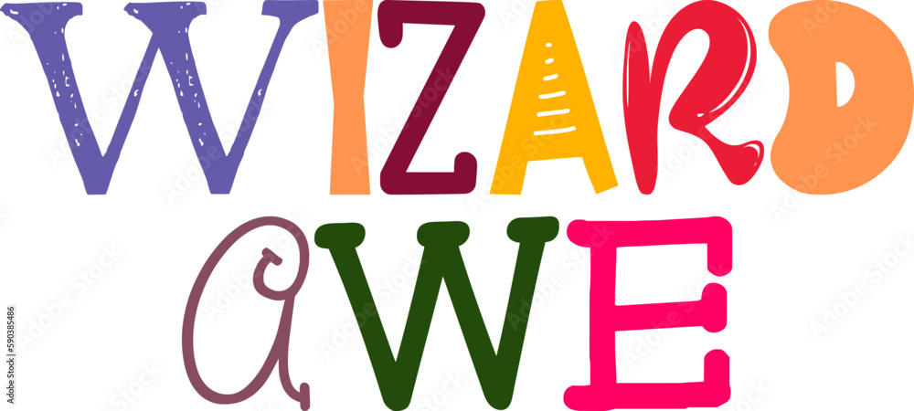 Wizard Awe Calligraphy Illustration for Bookmark , Magazine, Icon ...