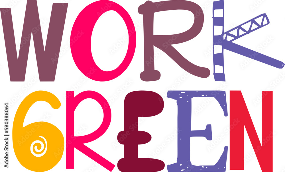 Work Green Calligraphy Illustration for Stationery, Social Media Post ...