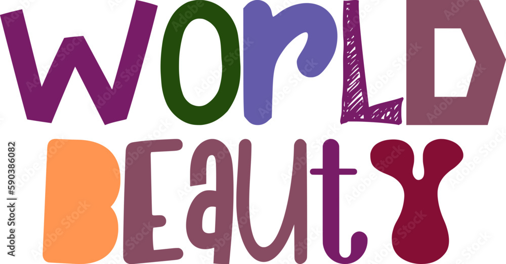 World Beauty Calligraphy Illustration for Newsletter, Brochure, Sticker ...