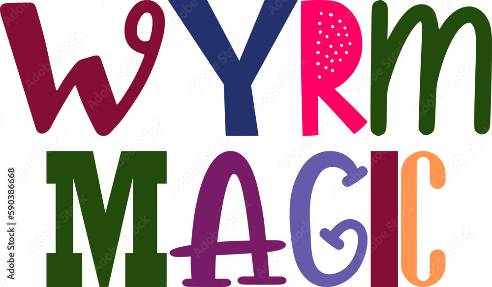 Wyrm Magic Typography Illustration for Social Media Post, Sticker ...
