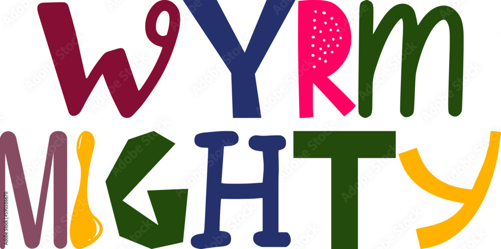 Wyrm Mighty Hand Lettering Illustration for Book Cover, Gift Card, Icon ...