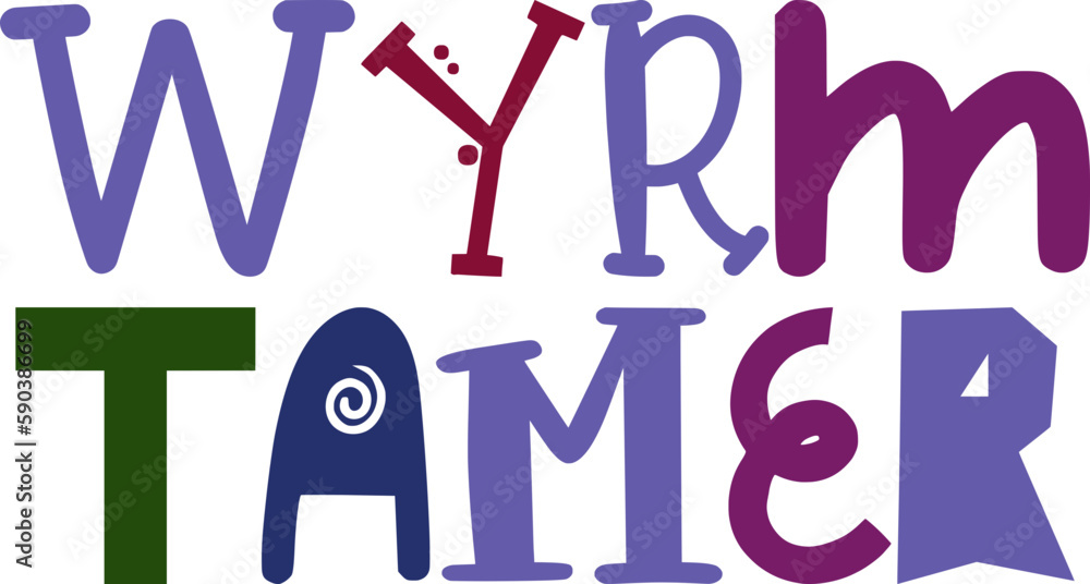 Wyrm Tamer Calligraphy Illustration for Book Cover, Decal, Mug Design ...