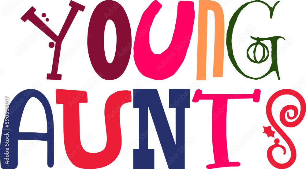 Young Aunts Typography Illustration for Bookmark , Decal, Stationery ...