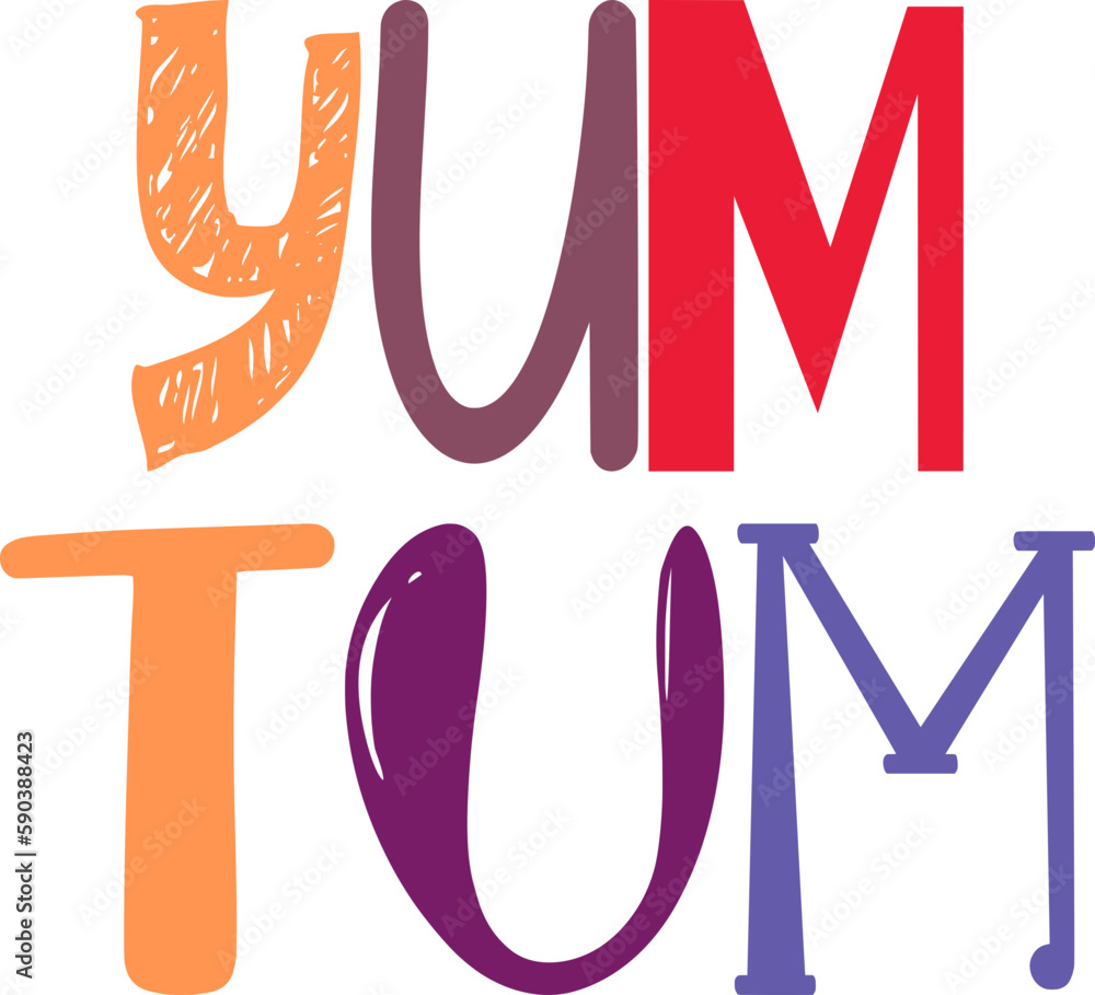 Yum Tum Hand Lettering Illustration for Bookmark , Infographic, Social ...