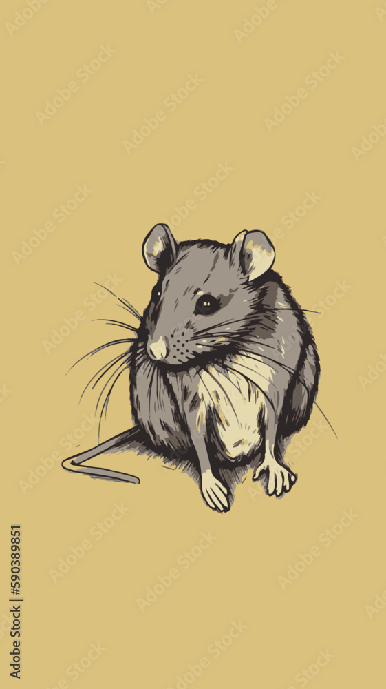 Vintage Rat or Mouse Drawing Vector, Editable in Illustrator Stock ...