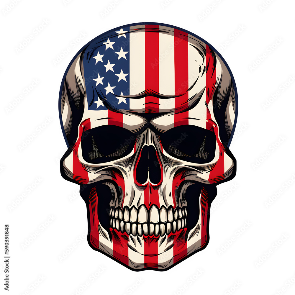 American Skull Clipart Stickers Stock Illustration | Adobe Stock