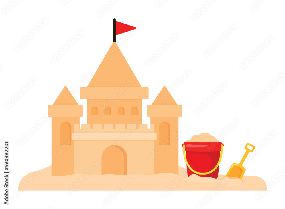 Sand Castle for children's beach activity vector illustration in summer ...