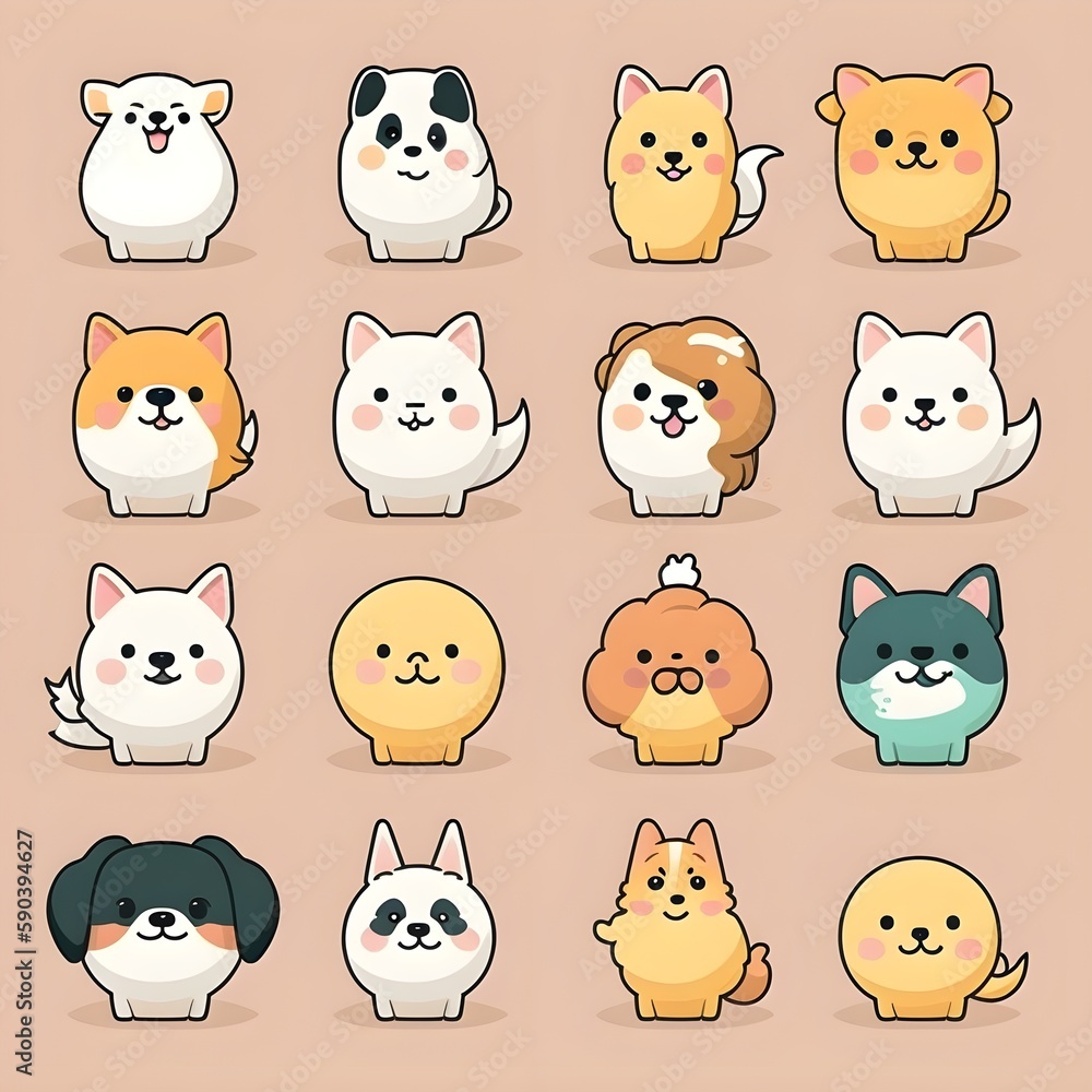 2d emoji character design animals that are cute and kawaii but ...