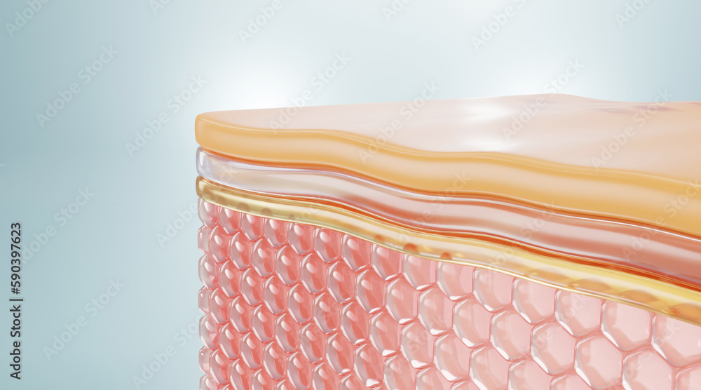 3D Collagen Skin Serum and Vitamin illustration isolated on soft color ...