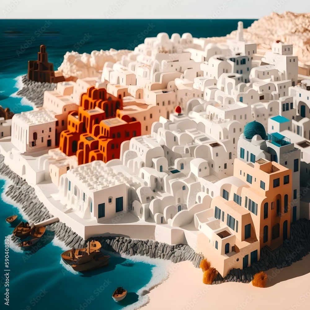 Mykonos made of legos drone photography designed by Ricardo Bofill ...
