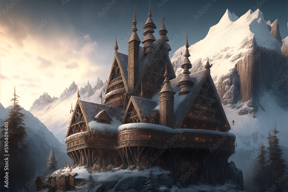 Viking Style Castle made of wood Norse Architecture Incredibly Detailed ...