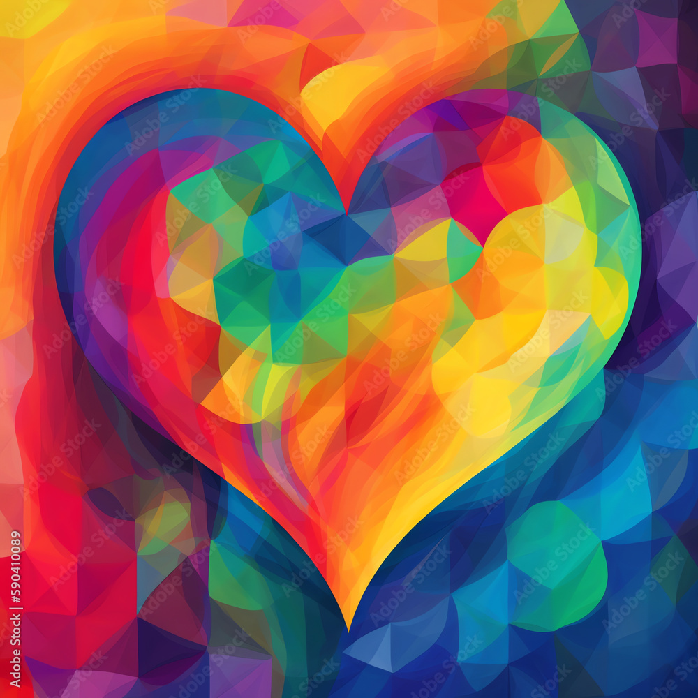 Rainbow-colored heart: A flat-style heart illustration, with each ...