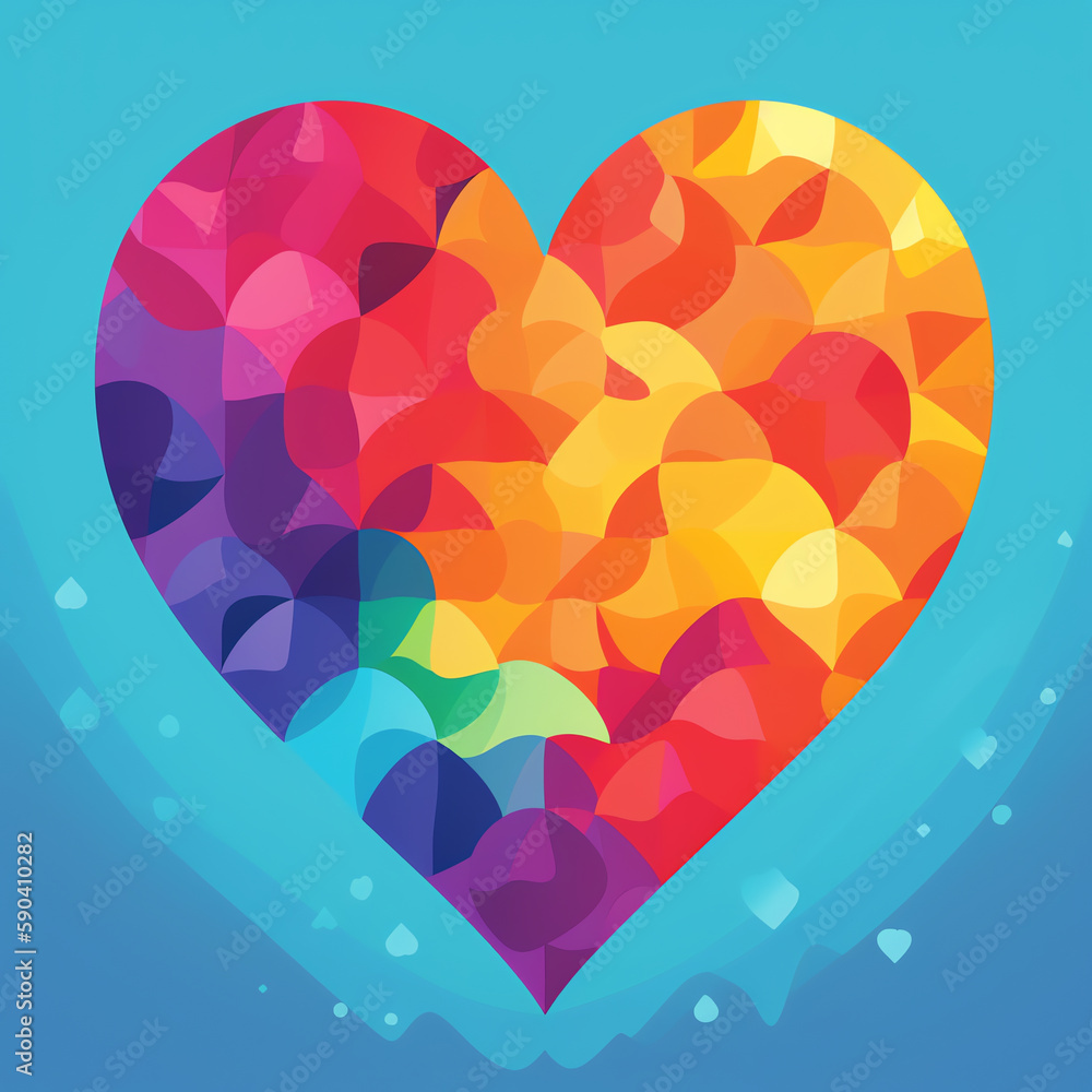 Rainbow-colored heart: A flat-style heart illustration, with each ...