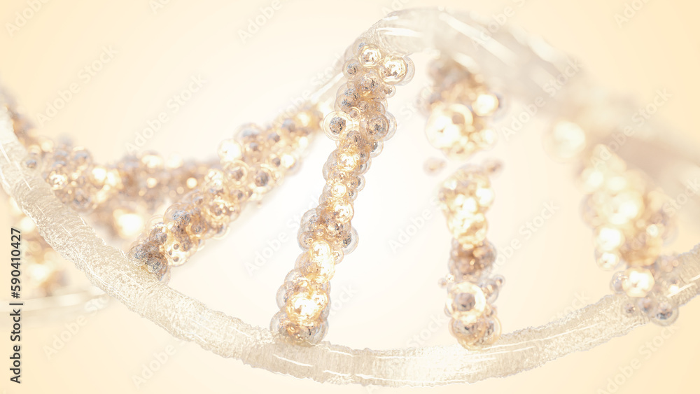 DNA molecule from particles and clipping path. has white appearance ...