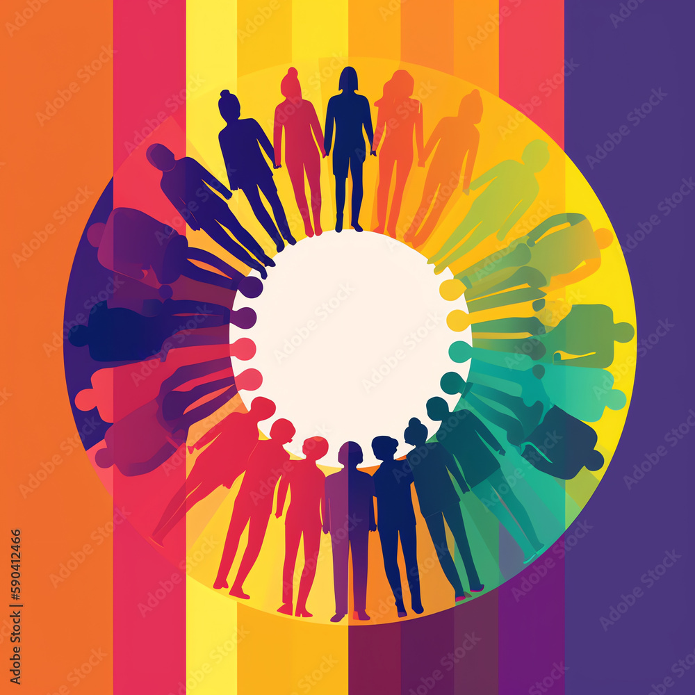 People holding hands: An illustration of people holding hands in a ...