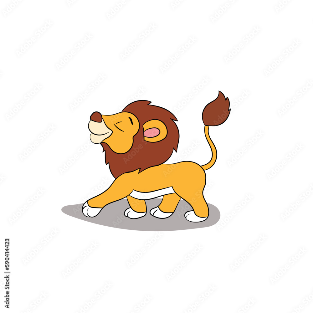 Vector cute lion walking with relaxing. Stock Vector | Adobe Stock