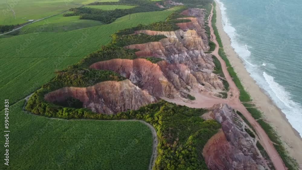 Vídeo do Stock: Falésias Praia Gunga Alagoas Paisagem Litoral Mar Pôr ...