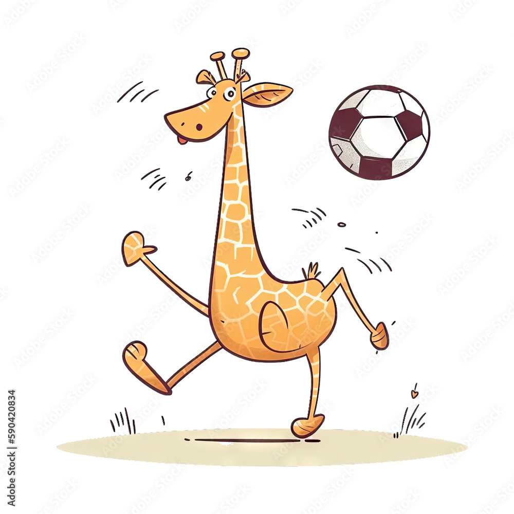 Giraffe character playing soccer - Cartoon Illustration 3 Stock ...