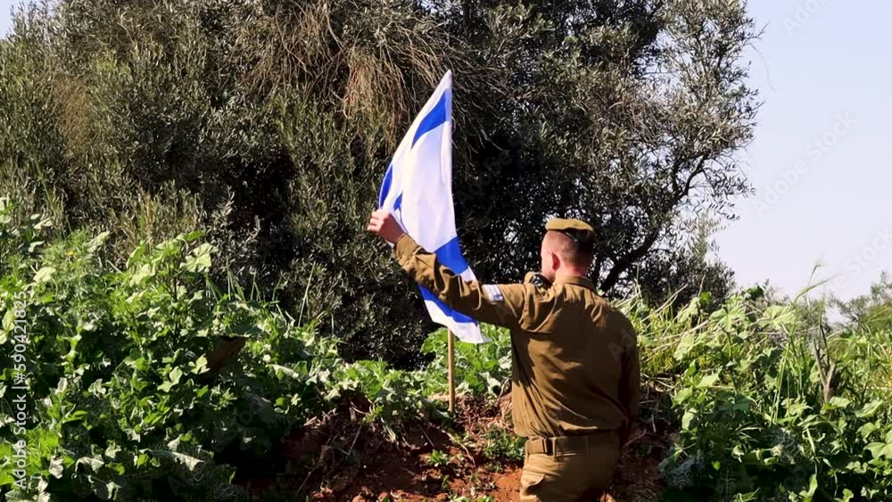 Israeli soldier kisses the Israel Flag twice and salutes the Flag ...