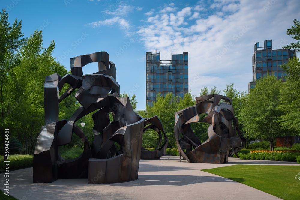 Design a park that has a large sculpture garden for visitors ...