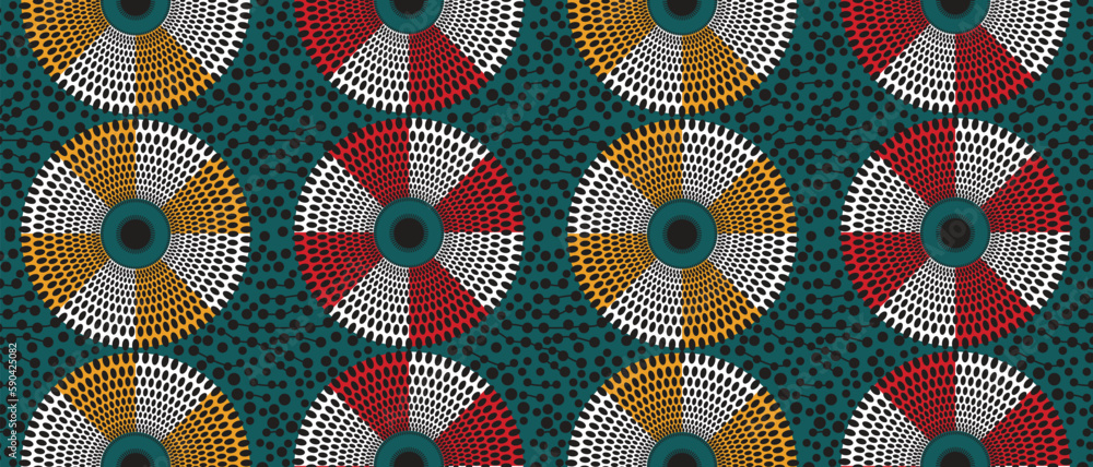 African ethnic traditional green pattern. seamless beautiful Kitenge ...