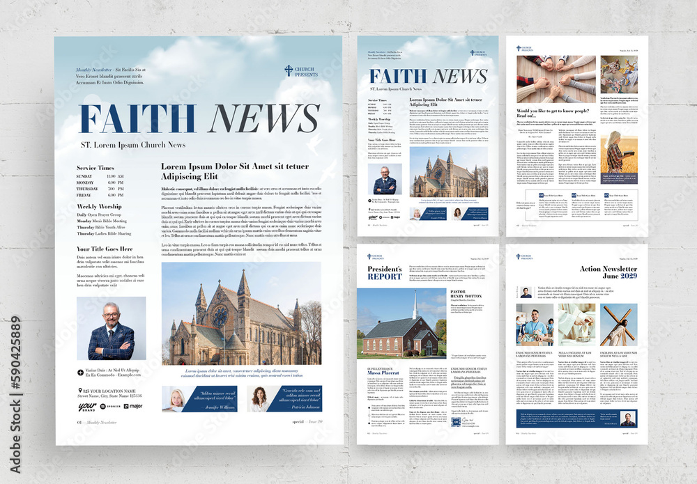 Church Newsletter Template Stock Template | Adobe Stock