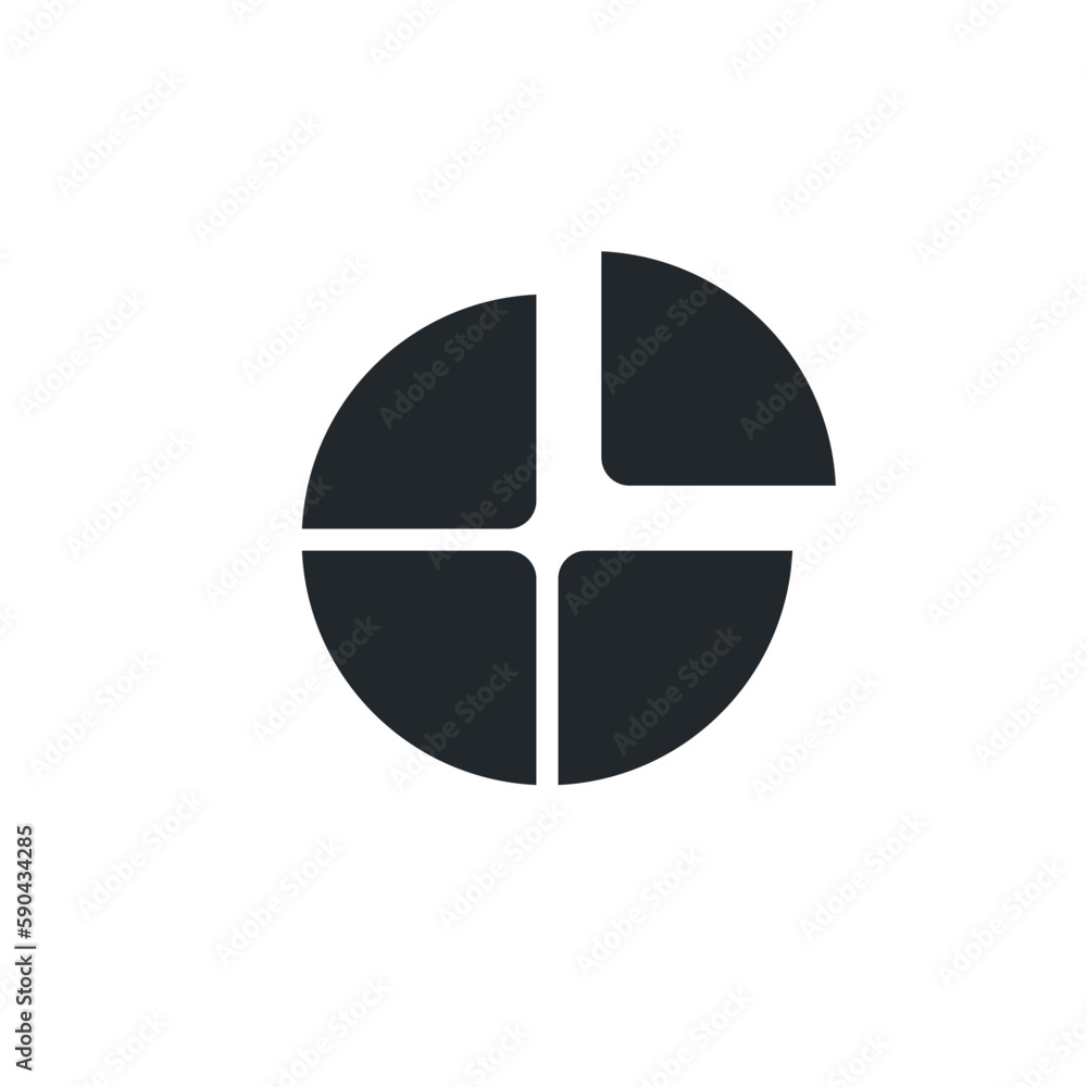 flat vector image on a white background, icon in the form of a pie ...