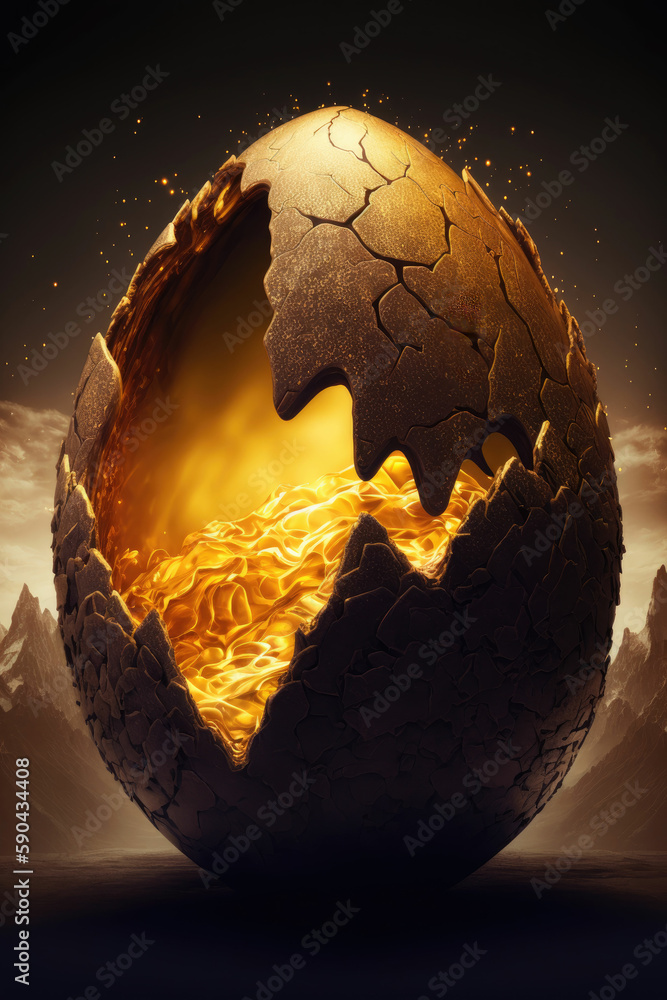 Alien golden dragon egg, fantasy world ,made with Generative AI Stock ...