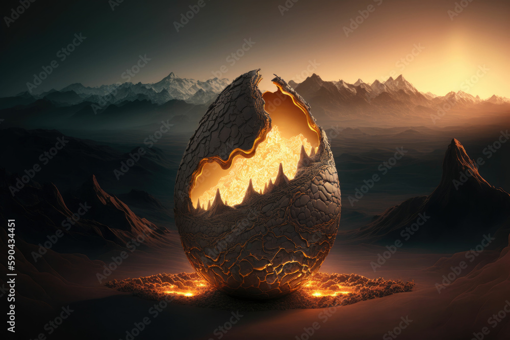 Alien golden dragon egg, fantasy world ,made with Generative AI Stock ...