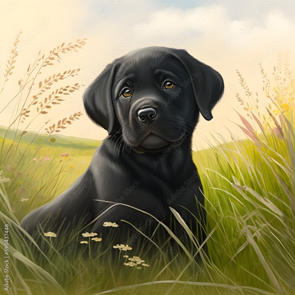 black labrador retriever cub cartoon children book chibi anime cute ...