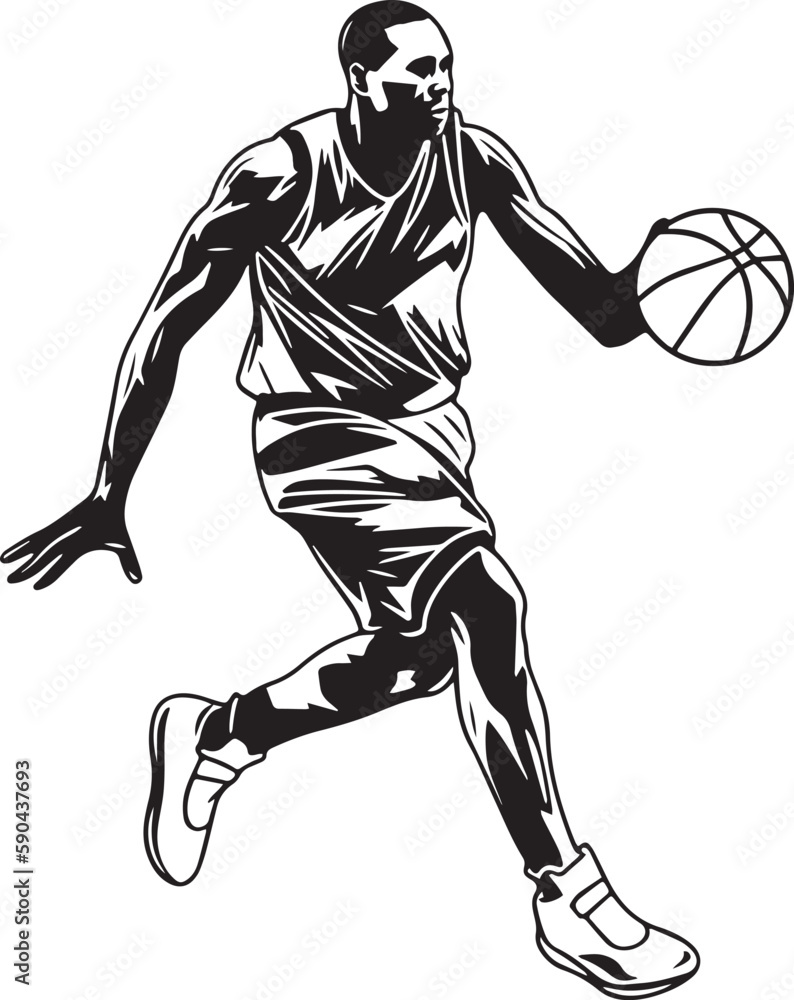Basketball player Vector silhouette, Illustration, SVG Stock Vector ...