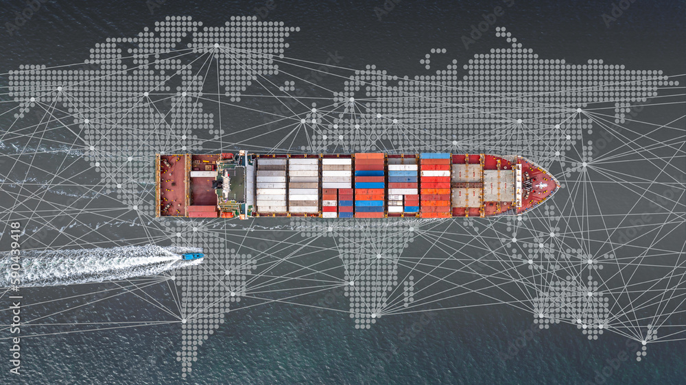 Container ship global business logistics import export freight shipping ...