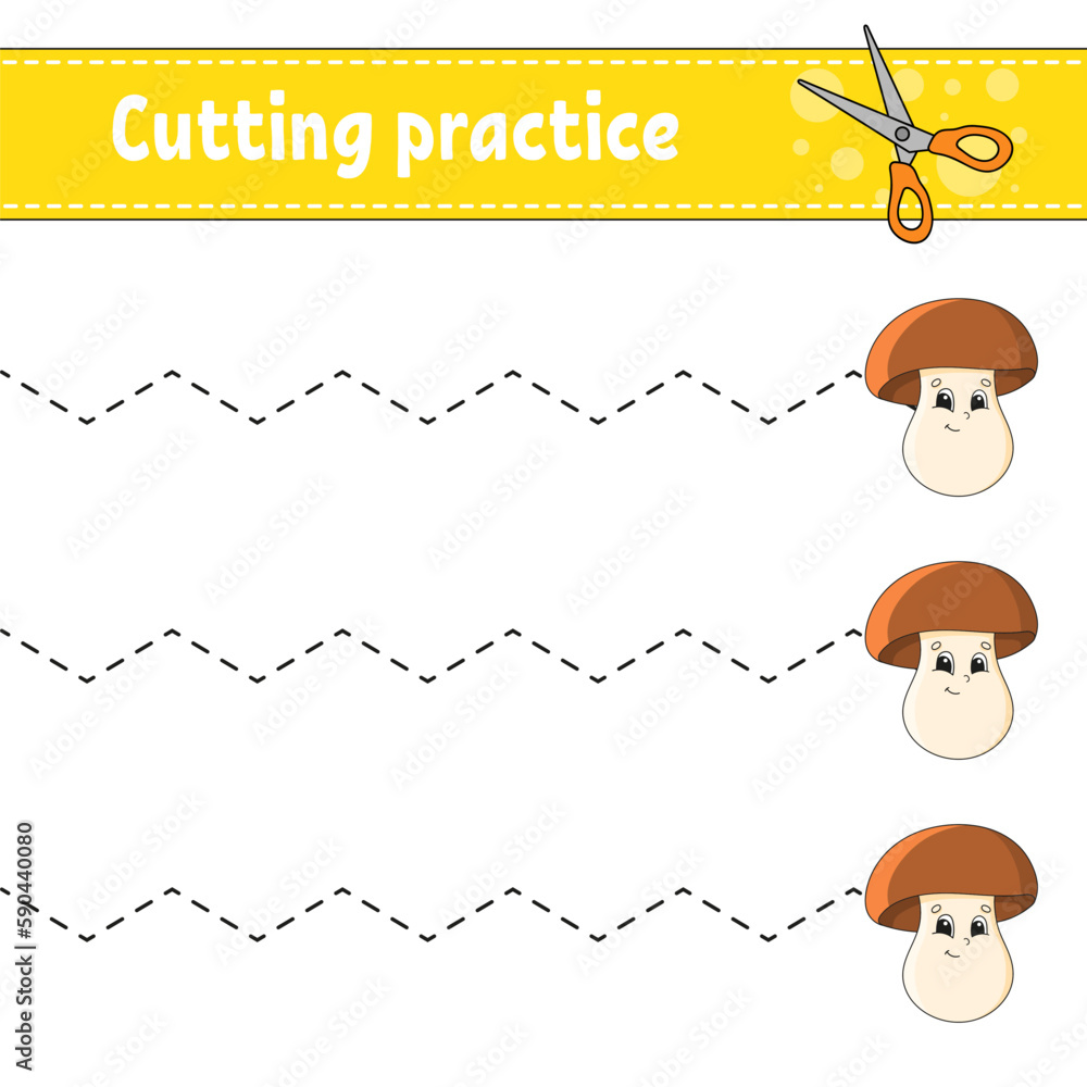 Cutting practice for kids. Education developing worksheet. Activity ...