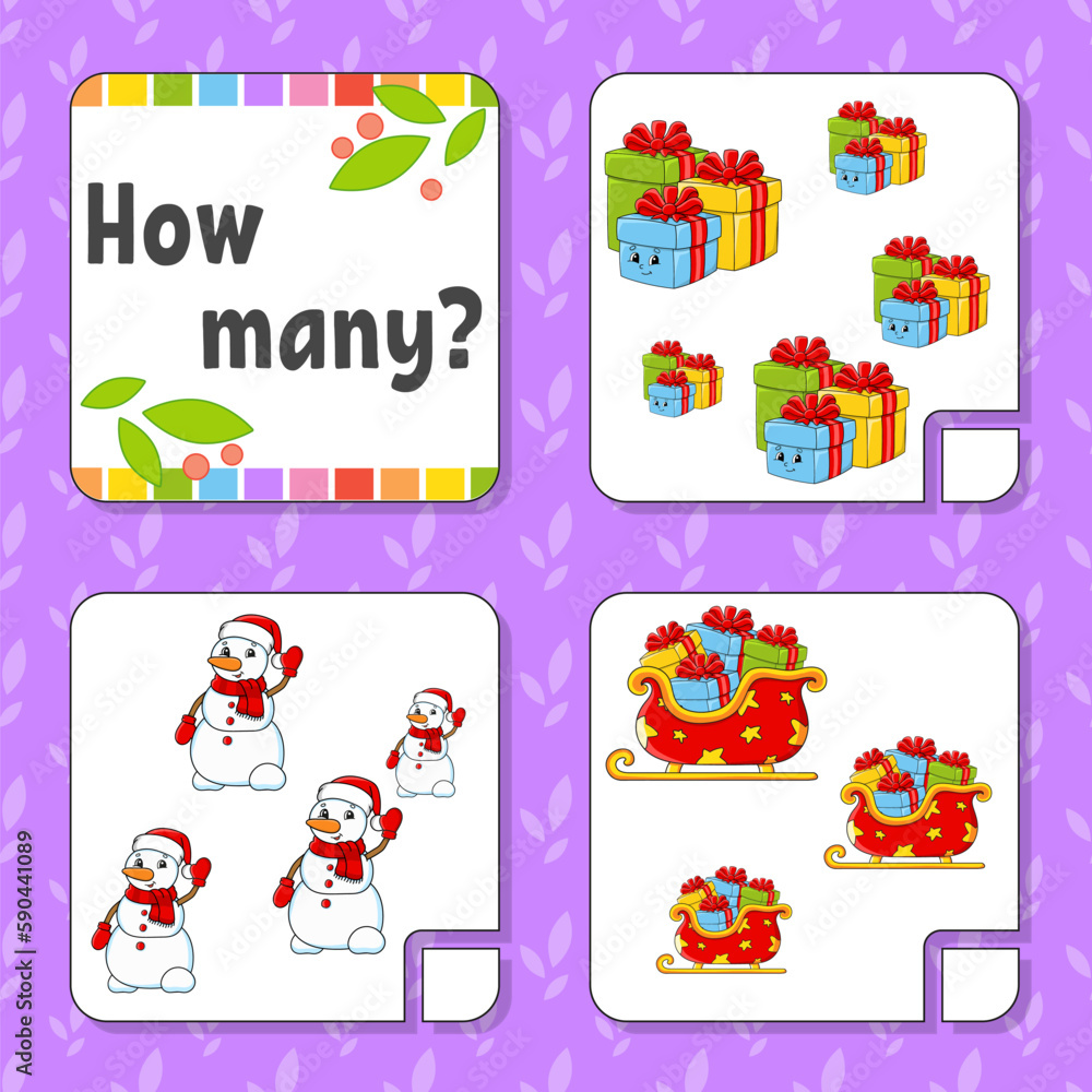 Counting game for children. Happy characters. Learning mathematics. How ...